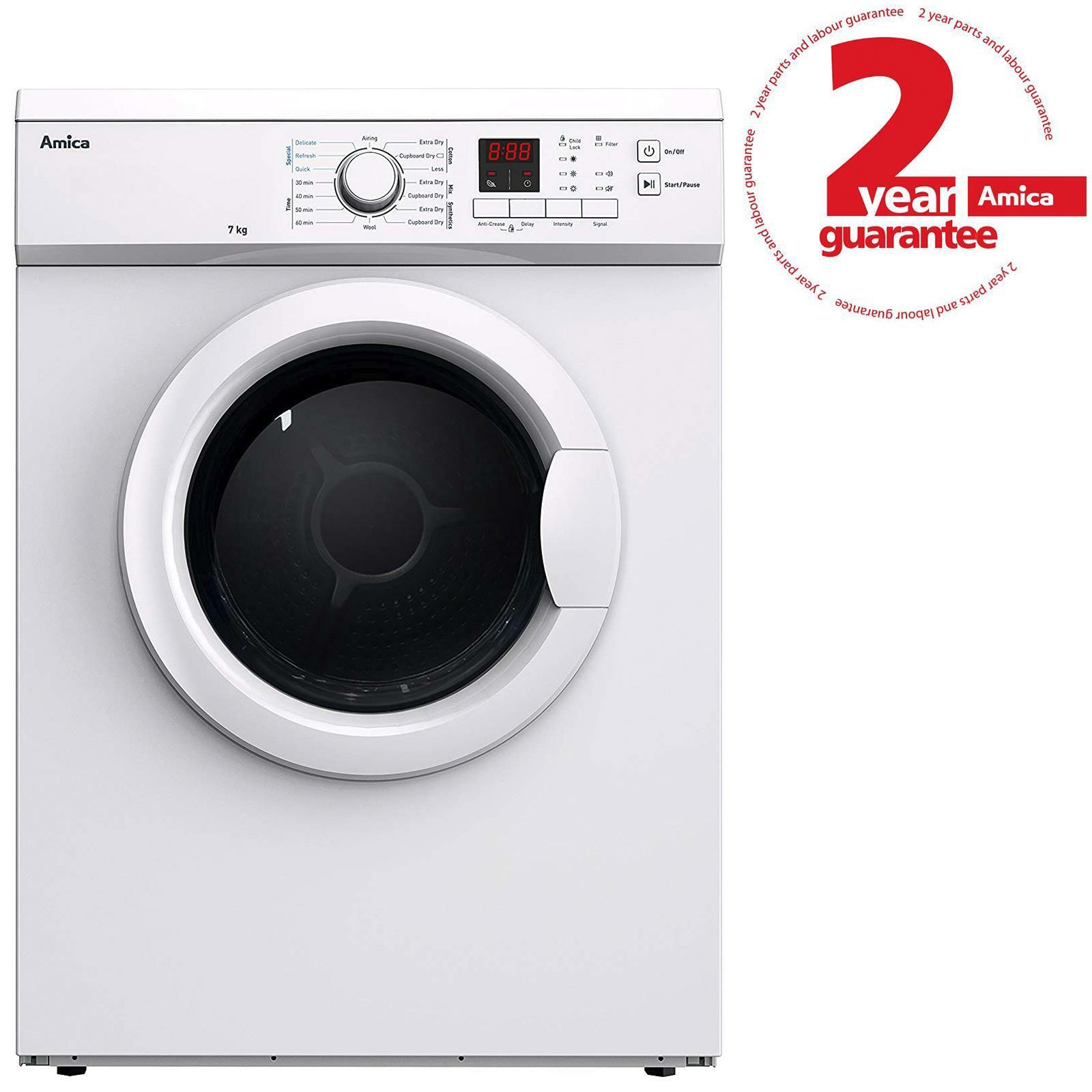 Amica ADV7CLCW 7Kg Vented Dryer - White for sale online | eBay