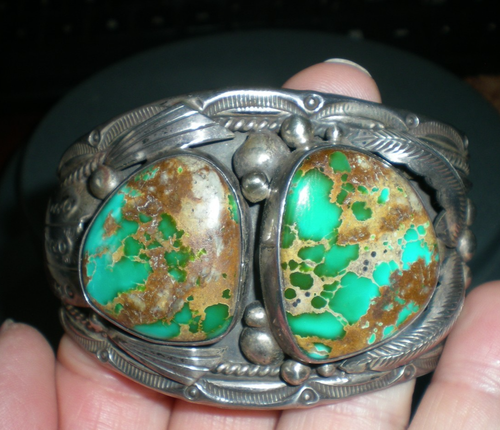 1970'S VINTAGE BLUE GREEN TURQUOISE NAVAJO CUFF BRACELET ED KEE 112 ...