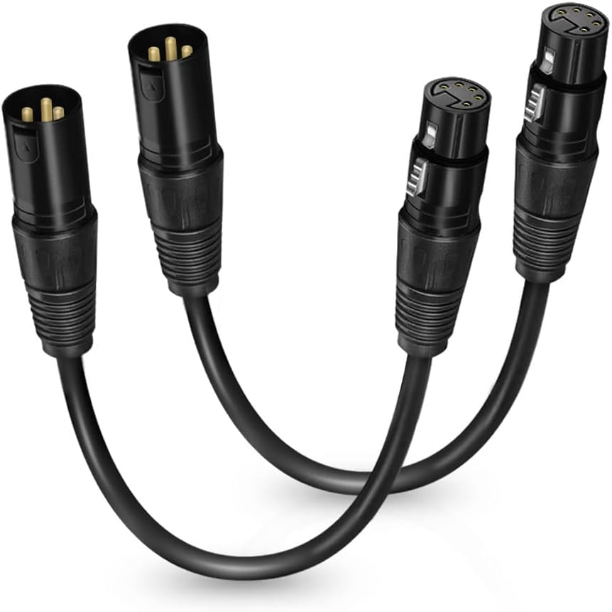 3 Pin XLR Male to 5 Pin XLR Female DMX Adapter Cable for Microphone DMX ...