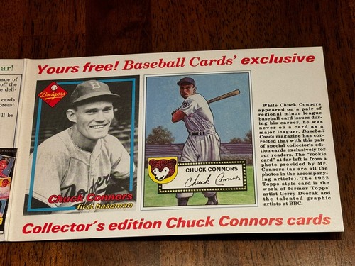 1985 CHUCK CONNORS BASEBALL CARD MAG PANEL#25 Dodgers #408 Cubs Uncut ...