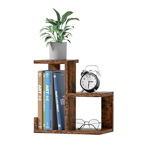 Wood Desktop Shelf Freestanding Small Bookshelf Desk Organizers, 3 Tier ...