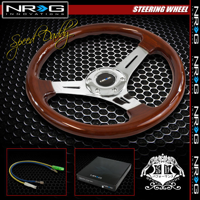 NRG ALUMINUM 35CM RACING STEERING WHEEL CHROME CENTER CLASSIC LIGHT ...