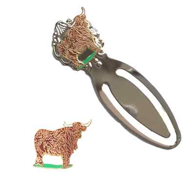 Scotland Highland Cow Muckle Coo Badge & Scotland Highland Cow Bookmark ...