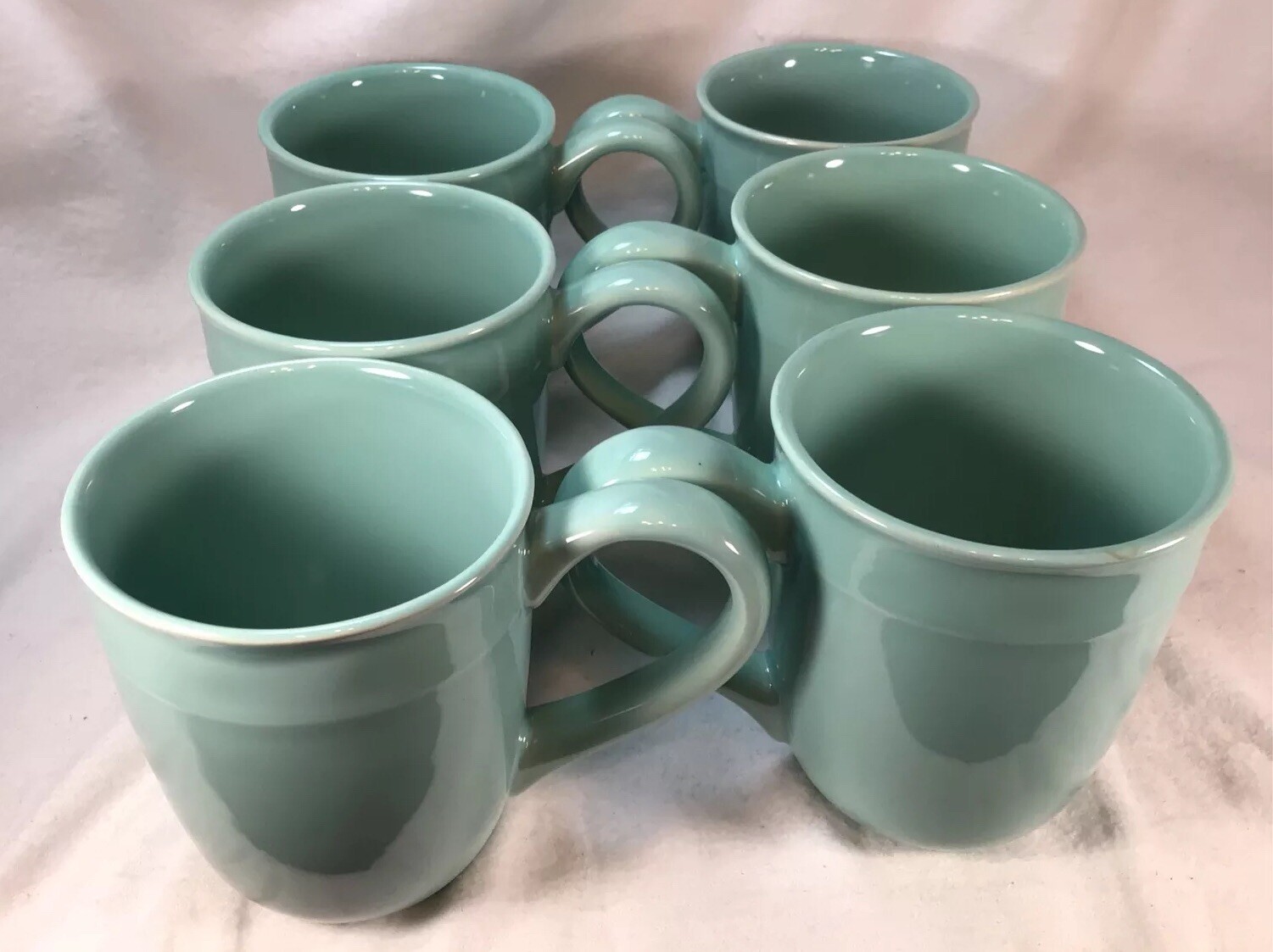 Food Network Coffee Mugs FONTINA Aqua BLUE #10375031 Set of 6 | eBay