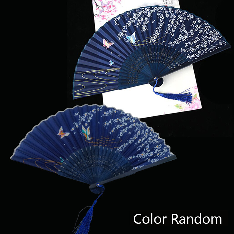 Chinese Foldable Hand Held Bamboo Fan Dance Folding Fan Flower Wedding ...