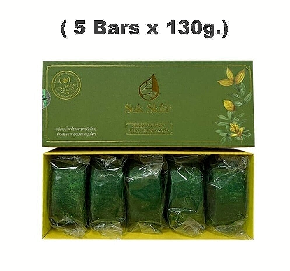 5 Bars Thai Soaps Herbal Suk Skin Natural Relief Body Odor Itching ...