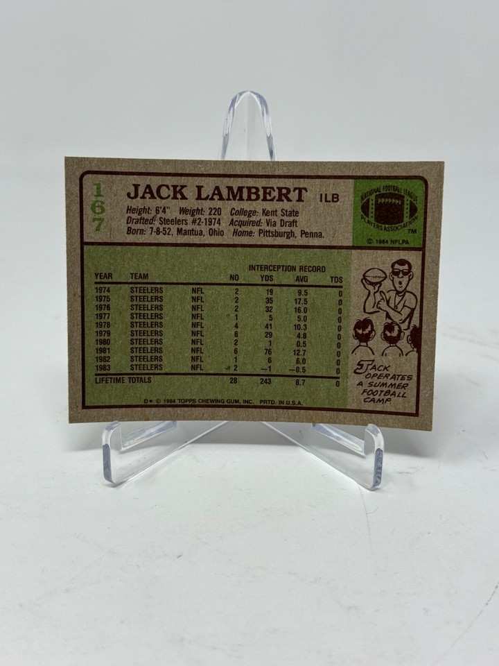 1984 Topps Football Jack Lambert Card #167 EX | eBay