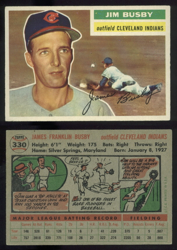 (56714) 1956 Topps 330 Jim Busby Indians-EM | eBay