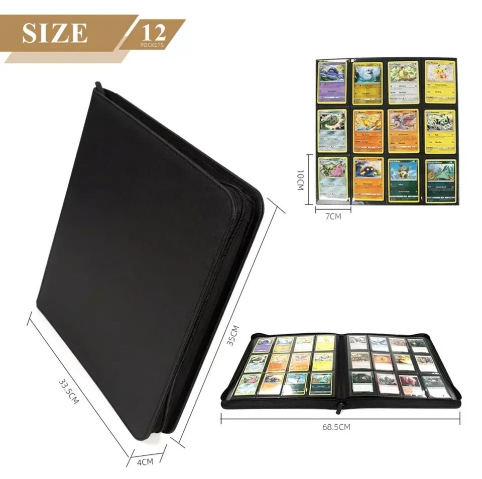 12 Pocket Trading Card BINDER Album with Zipper, Side Loading 480 ...