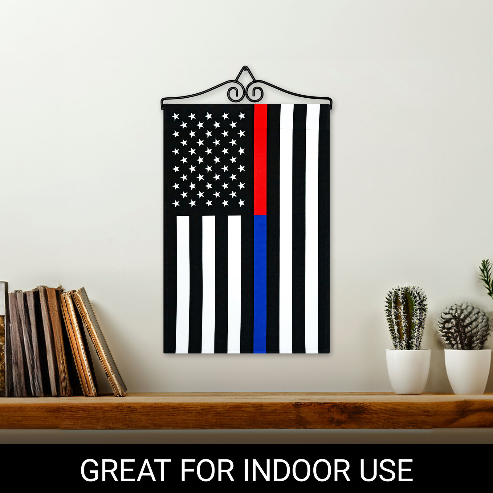 Garden Flag Thin Blue Red Line 12x18IN & Hanger 14IN Printed Poly | eBay