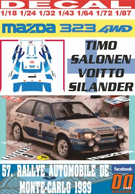 DECAL MAZDA 323 4WD T.SALONEN R. MONTECARLO 1989 DnF (02) | eBay