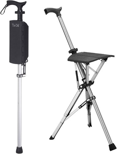 Ta-Da Black 85cm Aron Folding Aluminium Tripod Cane Chair Portable Walking Stick | eBay