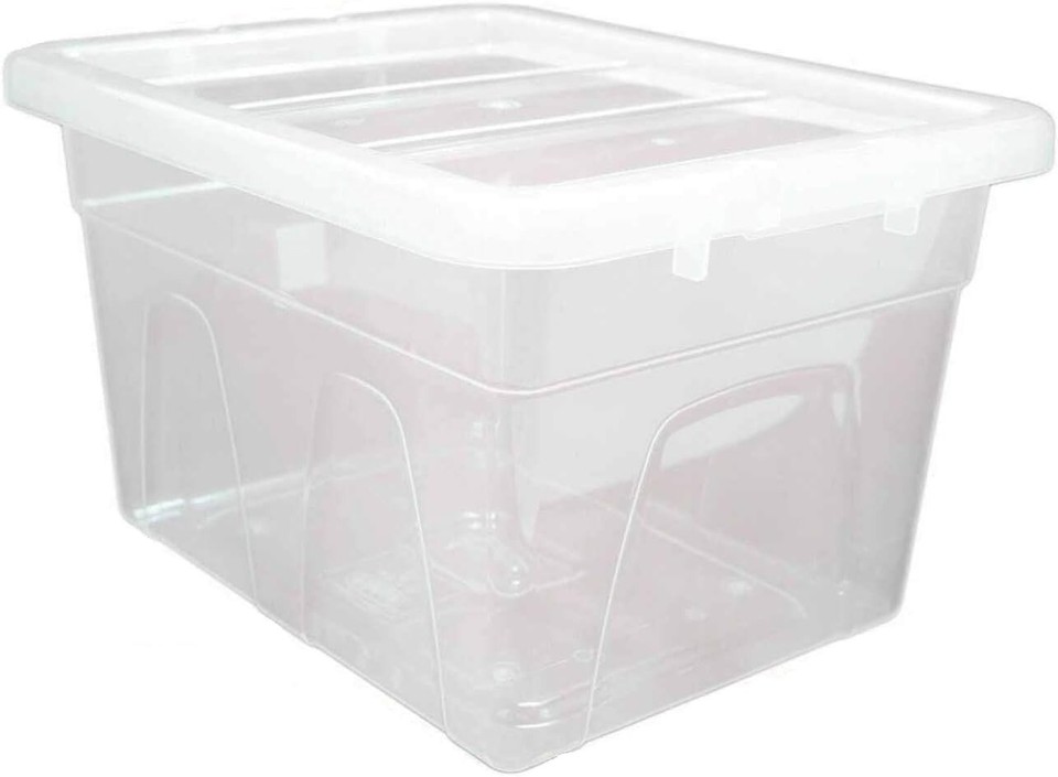 CLEAR PLASTIC STORAGE BOX BOXES WITH LID SPACE SAVING HOME OFFICE ...