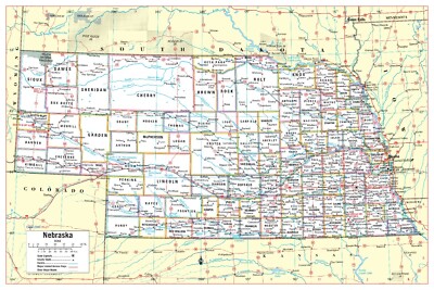 Nebraska State Wall Map Large Print Poster - 36"Wx24"H | eBay