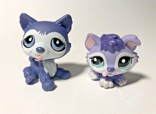 LPS Littlest Pet Shop - Purple violet & White mommy & baby HUSKY #785 ...