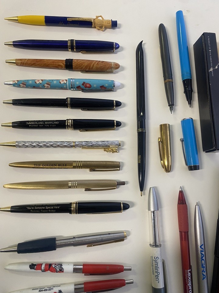 Lot Of 27 Vintage Pens, Parker, Fischer, Wearever Fountain, Viagra Ad ...