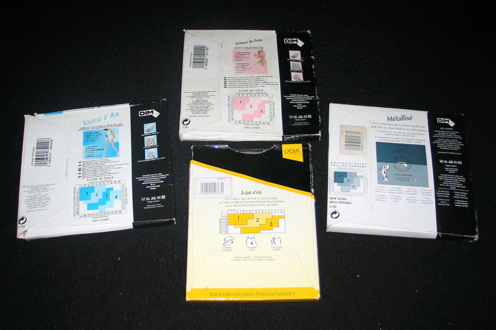 4 COLLANTS LYCRA T 1 FRANCE 3 DIM + 1 CHESTERFIELD MODÈLE COLORIS ...