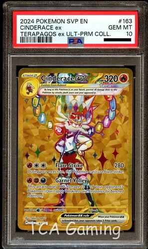 PSA 10 GEM MINT Cinderace Ex SVP163 SVP 163 Gold FULL ART PROMO Pokemon ...