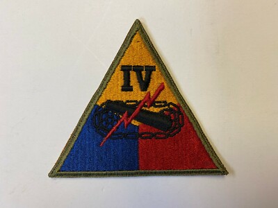 TT259 Original WW2 US Army 4th Armored Corps IV Triangle Patch WC11 | eBay