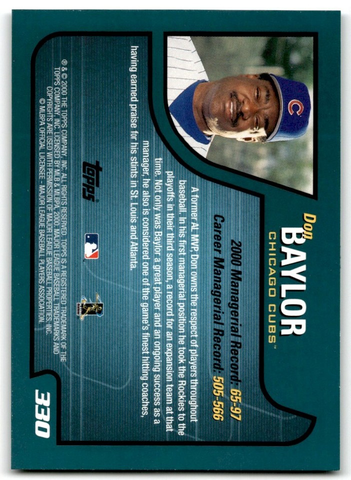2001 TOPPS DON BAYLOR CHICAGO CUBS #330 | eBay