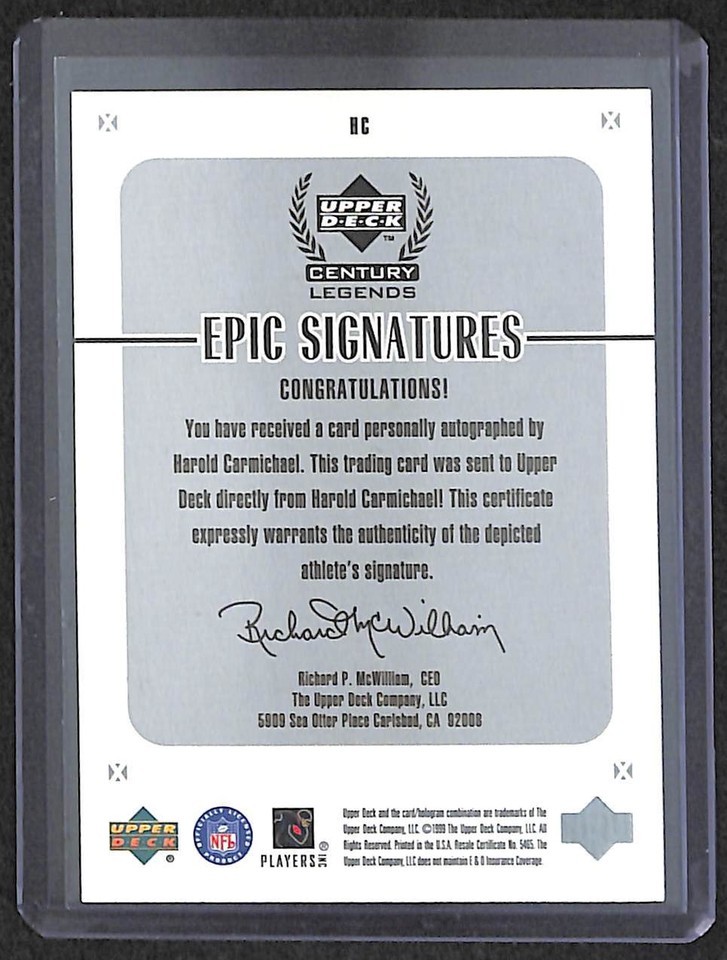 1999 Upper Deck Century Legend Epic Signatures #HC Harold Carmichael | eBay