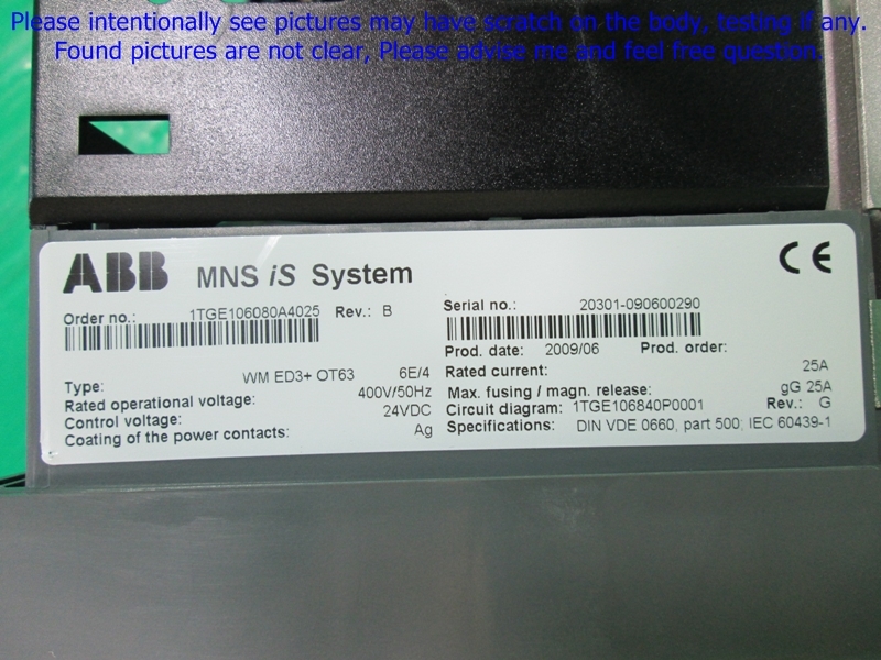 ABB MNS iS System WM ED3+OT63 6E/4, never use feeder sn:0290, DHLtoUS ...