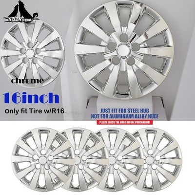 4 Pack 16" Chrome Hubcaps For 2013-2019 Nissan Sentra Wheel Covers Snap ...