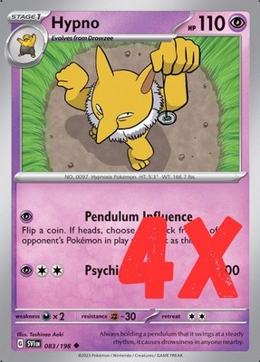 4X Pokémon TGC Hypno 083/198 Scarlet & Violet Base Set English 2023 NM ...