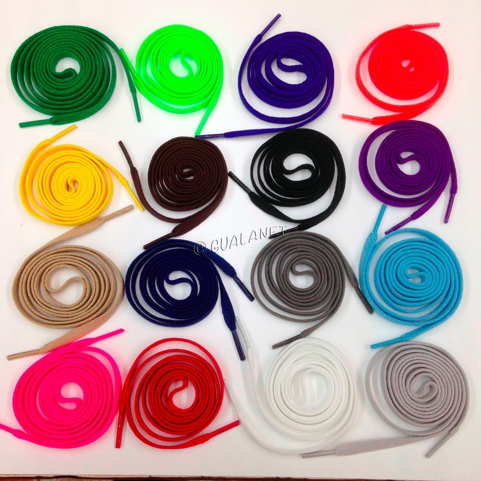 FLAT NEON Colored Shoelaces Sport Shoe Strings Athletic Sneakers Boot ...