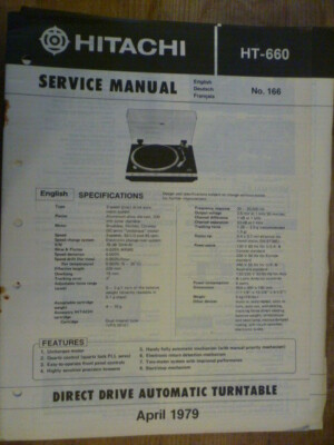 Hitachi HT-660 Stereo Turntable ORIGINAL Service Manual | eBay