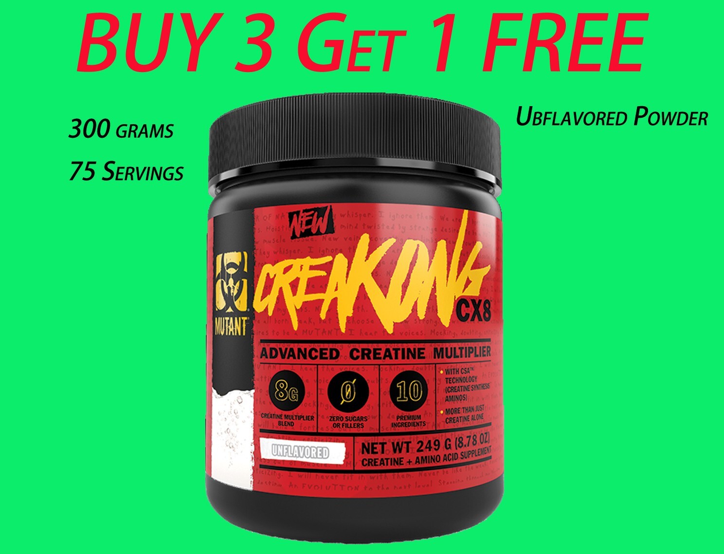 Mutant Creatine Monohydrate blended Powder 300 grams, Buy 3 bottles Get ...