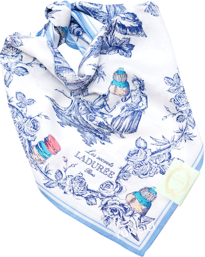 Laduree Paris Scarf Macaron Religieuse Vintage Pattern White & Light ...