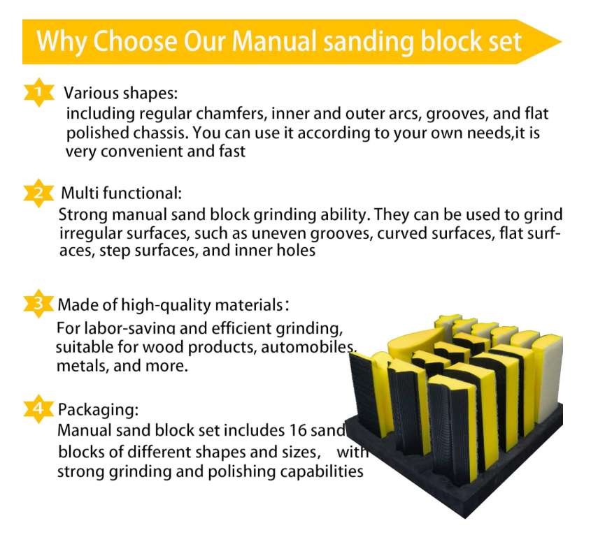 Sanding Block Kit 56 PCS - Auto Body Hand Sanding Convex & Concave ...