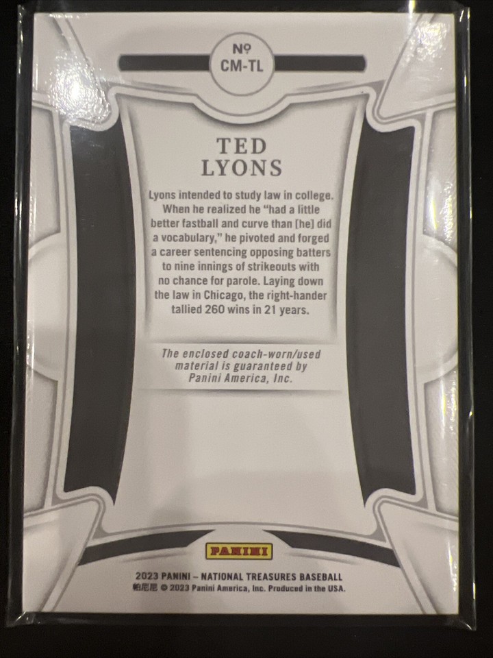 2023 Ted Lyons Panini National Treasures Century Materials /99 HOF ...