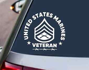 MARINE CORPS VETERAN STAFF SERGEANT DECAL USMC Military Sticker Car ...