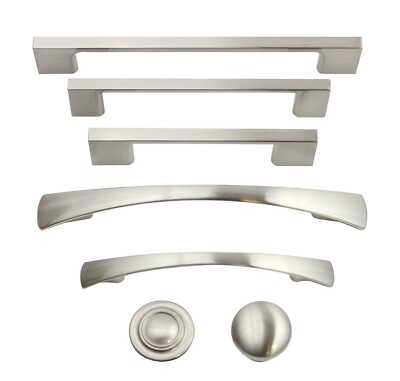 Brushed Nickel Cabinet Hardware Knobs Pulls Handles Kitchen Hardware ...