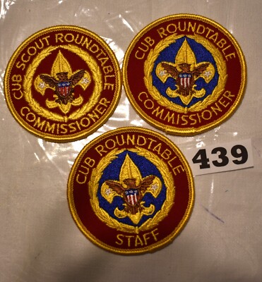 VINTAGE BSA BOY SCOUT Adult Position PATCH Lot of 3 Cub Roundtable #439 ...