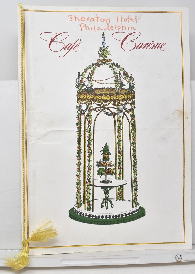 1980s Cafe Careme Restaurant Menu Sheraton Hotel Philadelphia ...