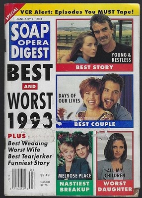 Soap Opera Digest Magazine January 4, 1994 Best and Worst of 1993 Issue ...