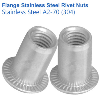 M4 M5 M6 M8 M10 STAINLESS STEEL RIVNUTS KNURLED FLANGE THREADED INSERT ...