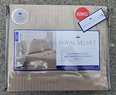 Royal Velvet Sheet Set King 300TC Beige/Tan 100% Cotton Bedroom Sheets ...