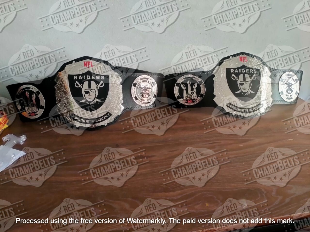 Set of 2 Las Vegas/Oakland Raiders NFL Championship Belt Adult Size 2mm ...