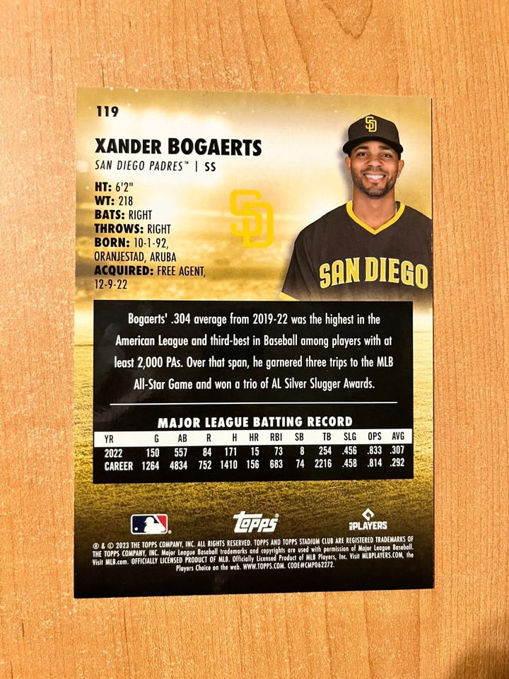 2023 Topps Stadium Club - Xander Bogaerts - #119 Oversized Boxloader ...