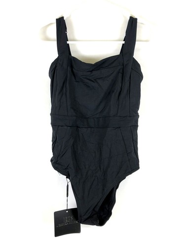 JETS Womens One Piece Swimsuit Black Stretch Square Neck Size 6 | eBay