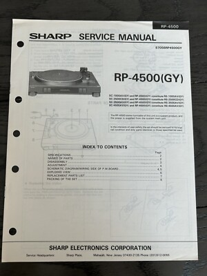 Sharp RP-4500 Record Player Turntable Service Manual Vintage OEM ...