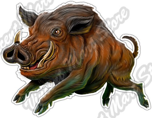 Running Razorback Boar Pig Hunting Hunter Car Bumper Vinyl Sticker ...