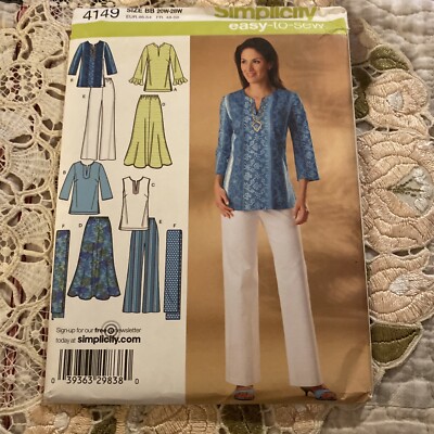 Simplicity 4149 Misses Skirt, Pants, Tunic UNCUT Sewing Pattern; Sizes ...