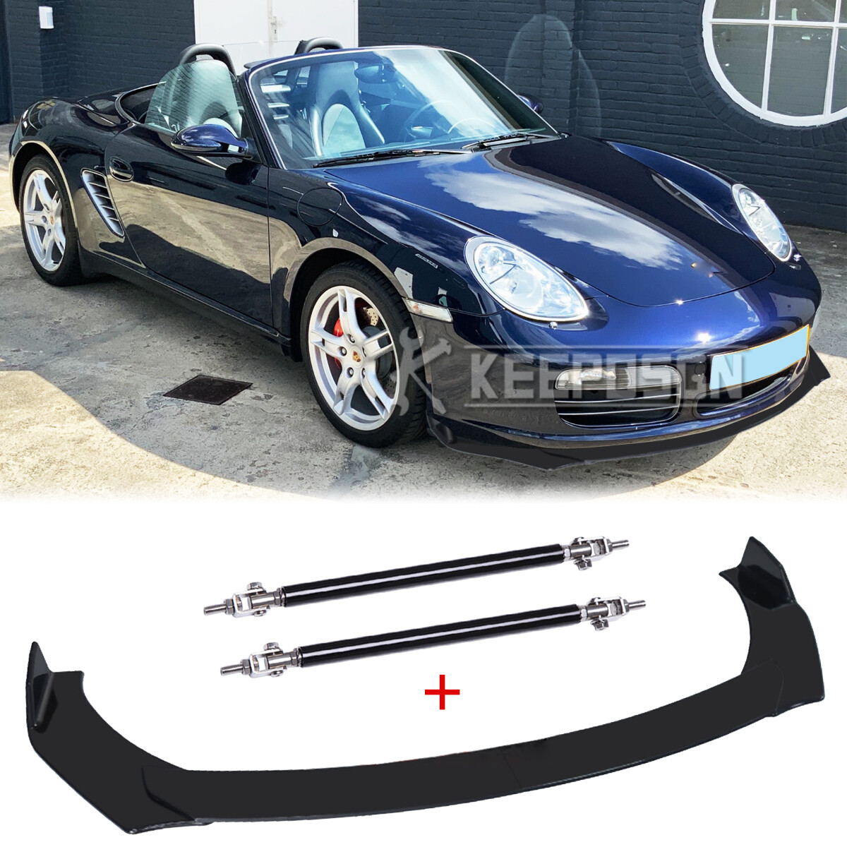 2004-2008 Porsche Boxster Gloss Front Bumper Lip Splitter Spoiler + 2 ...