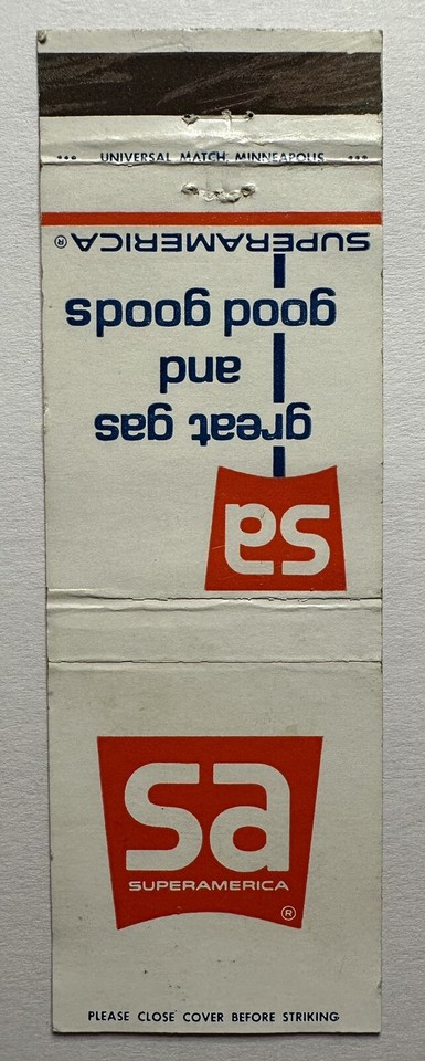 Vintage Matchbook Cover/ Superamerica Gas / SA / Minneapolis / Gas ...