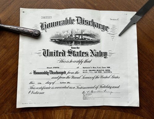 1945 United States Navy Honorable Discharge Certificate WWII Era | eBay